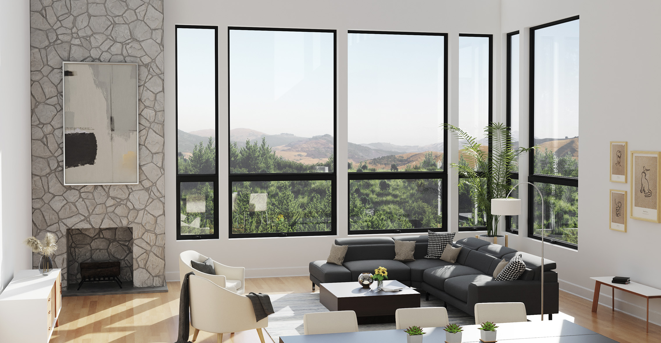 Modern black frame windows - Simonton